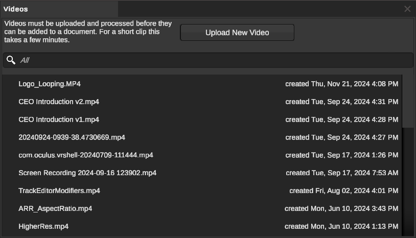 Videos Window – JoinXR Support